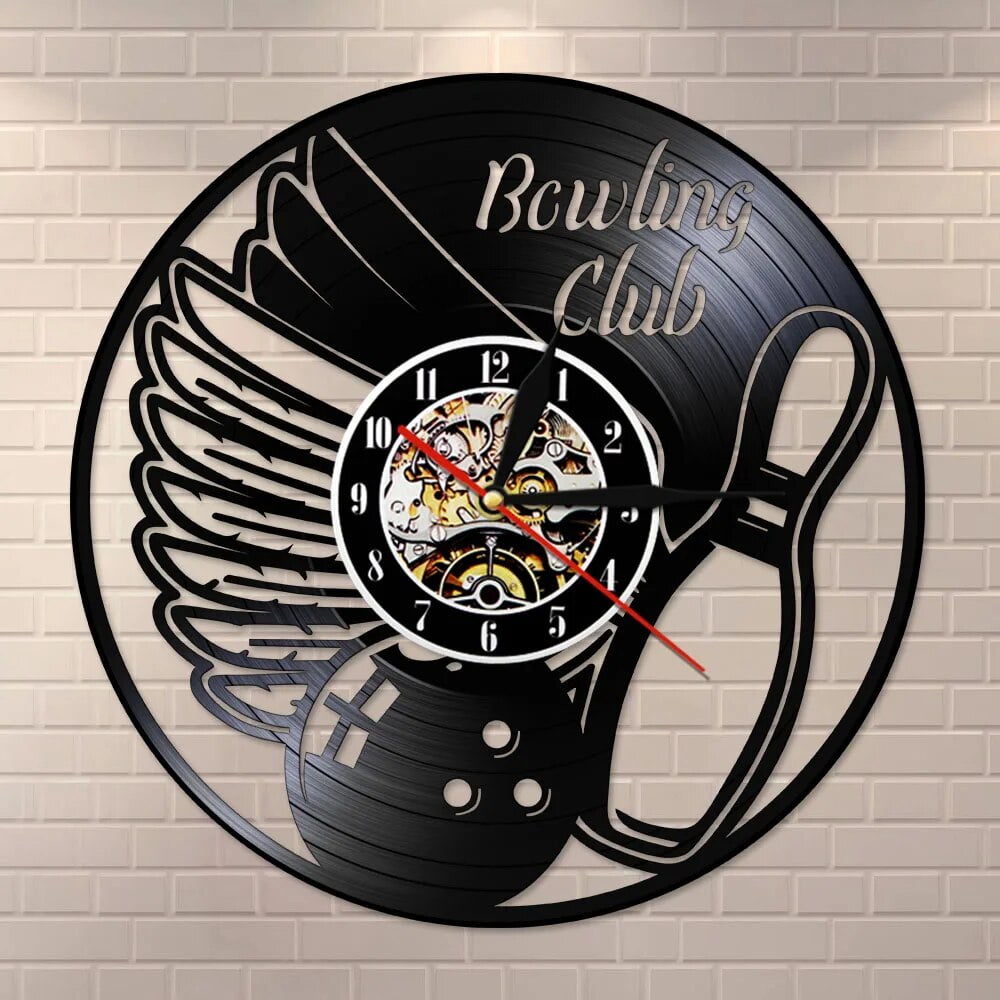 Sport Bowling Vinyl Wall Clock,Vinyl Record Clock Wall Art Black ...