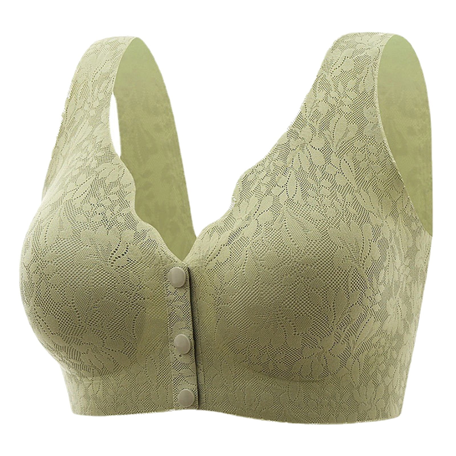 Sport Bra For Women Front Open Button Up Traceless Lace Plus Size ...