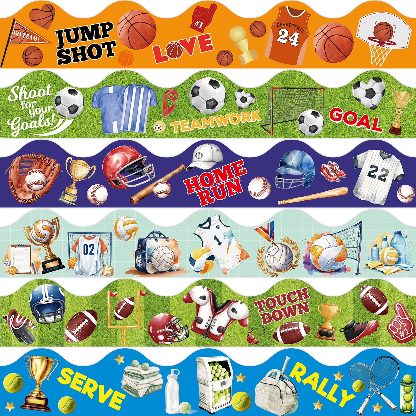 Sport Bulletin Board Borders Sports Double Side Straight Border Trim ...