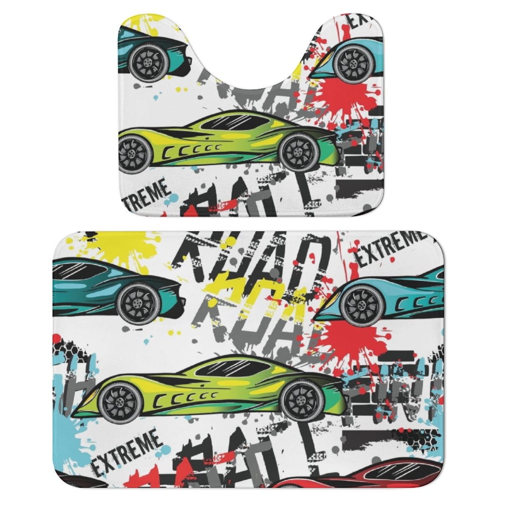 Sport Cars Bathroom Rugs Set 2 Pieces, Bathroom Set - Quick Drying Bath ...