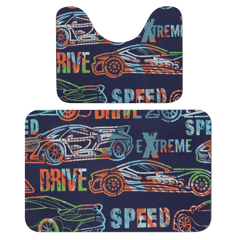Sport Cars Bathroom Rugs Set 2 Pieces, Bathroom Set - Quick Drying Bath ...