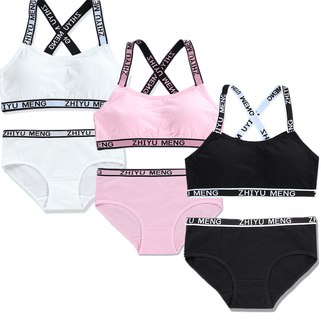 Sport Crop Cami Bras 10-15 Teen Student Girls Thin Cotton Bra Elastic ...