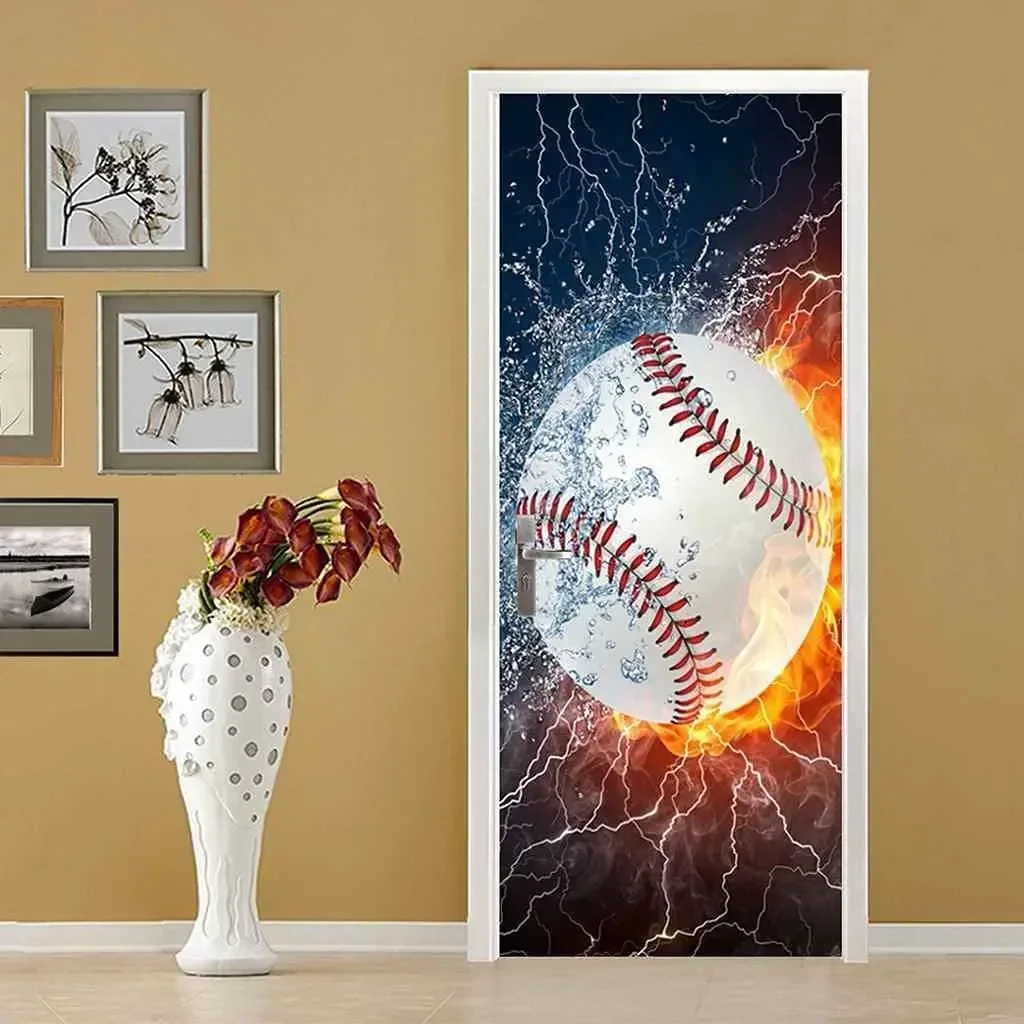 Sport Door Stickers Wallpaper Cool Basketball Blue Decals Ball Game ...
