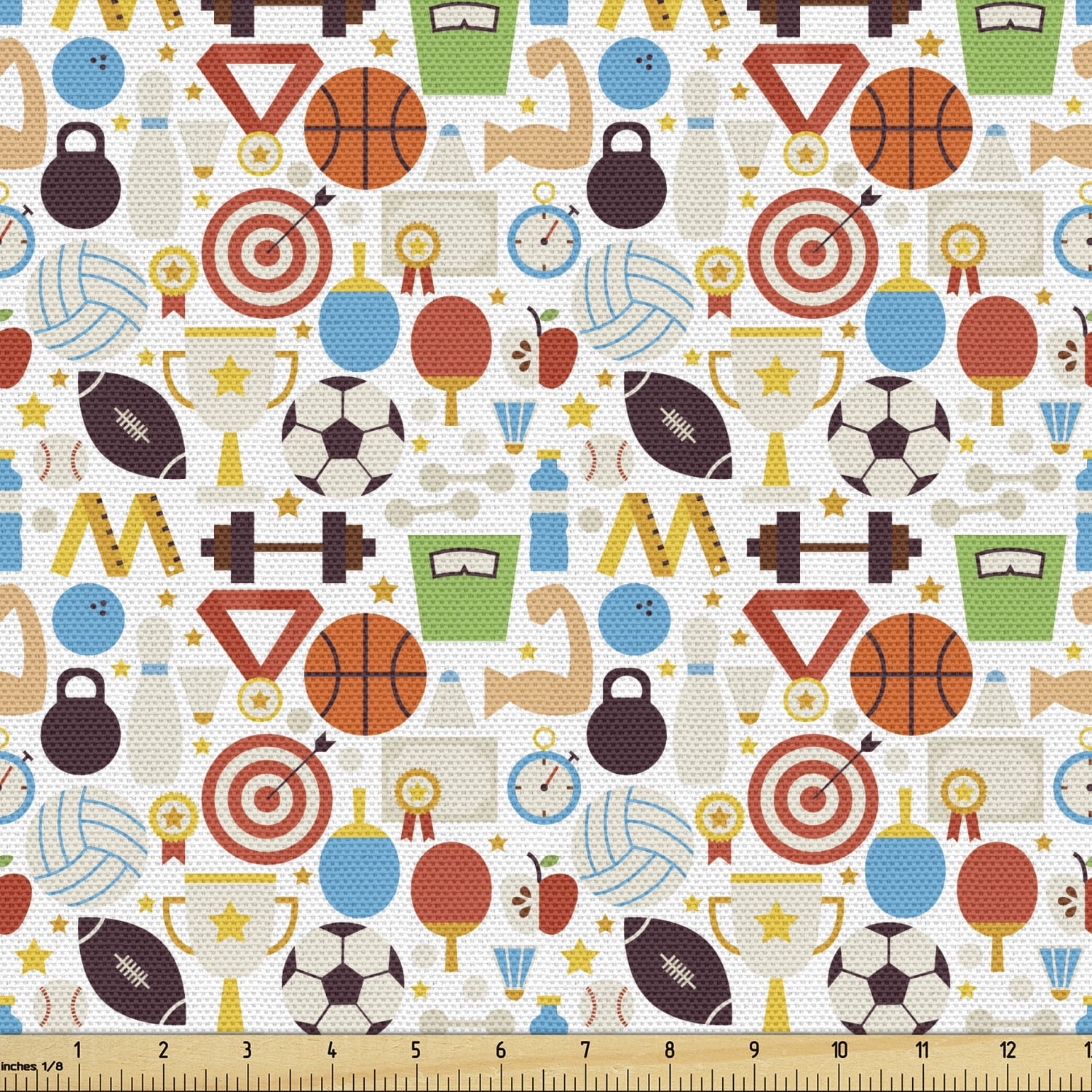 Ambesonne Sports Themed Fabric by the Yard Upholstery, Colorful Active ...