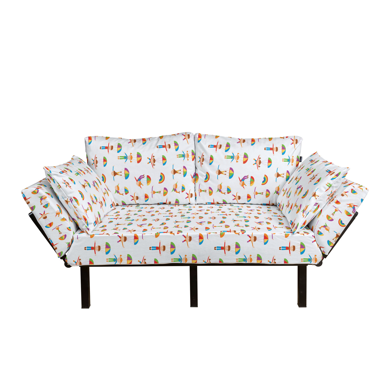 Sport Futon Couch, Parachute Jumping Girl with Pigtail Hairstyle and ...