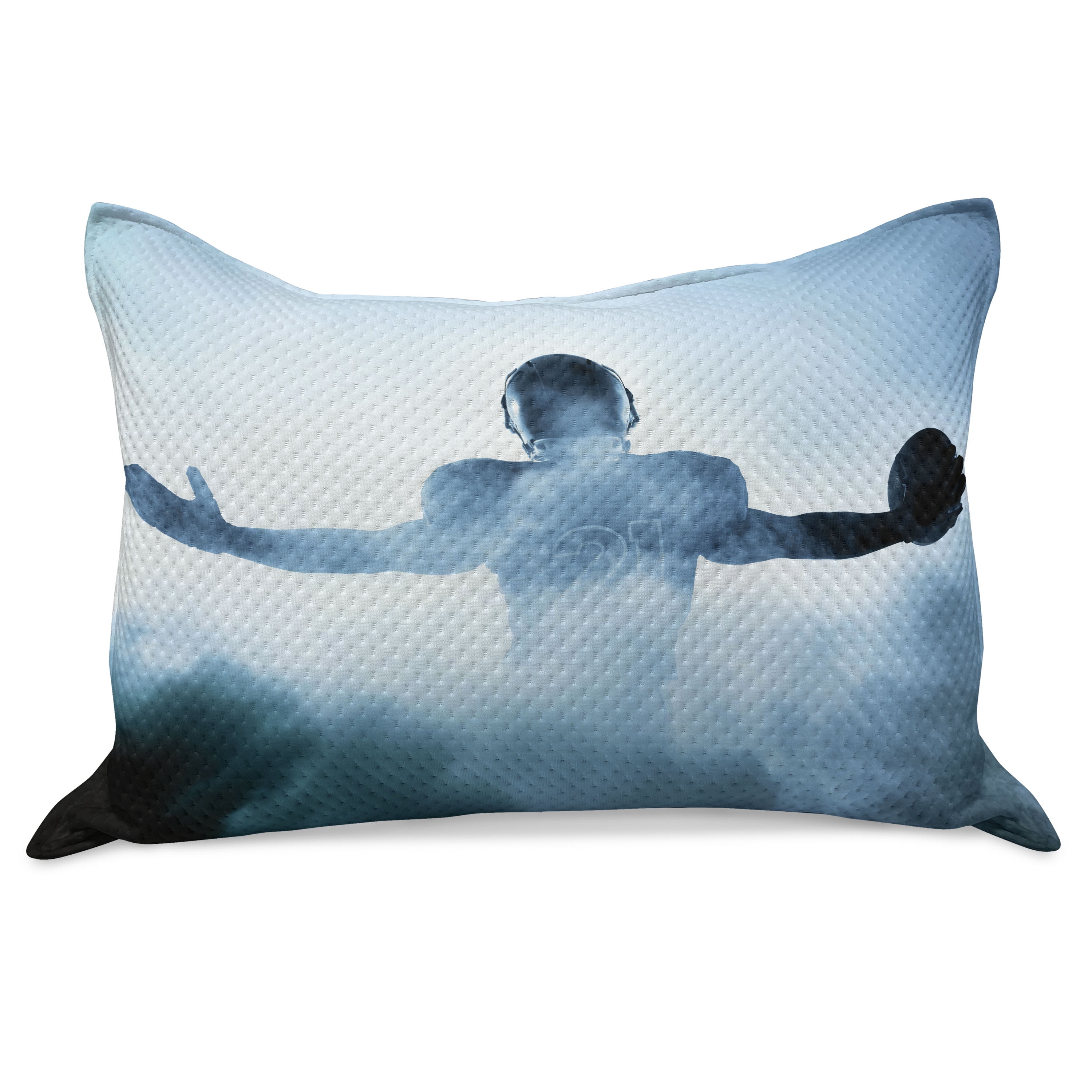 Sport Knitted Quilt Pillowcover, Heroic Shaped Rugby Player Silhouette ...