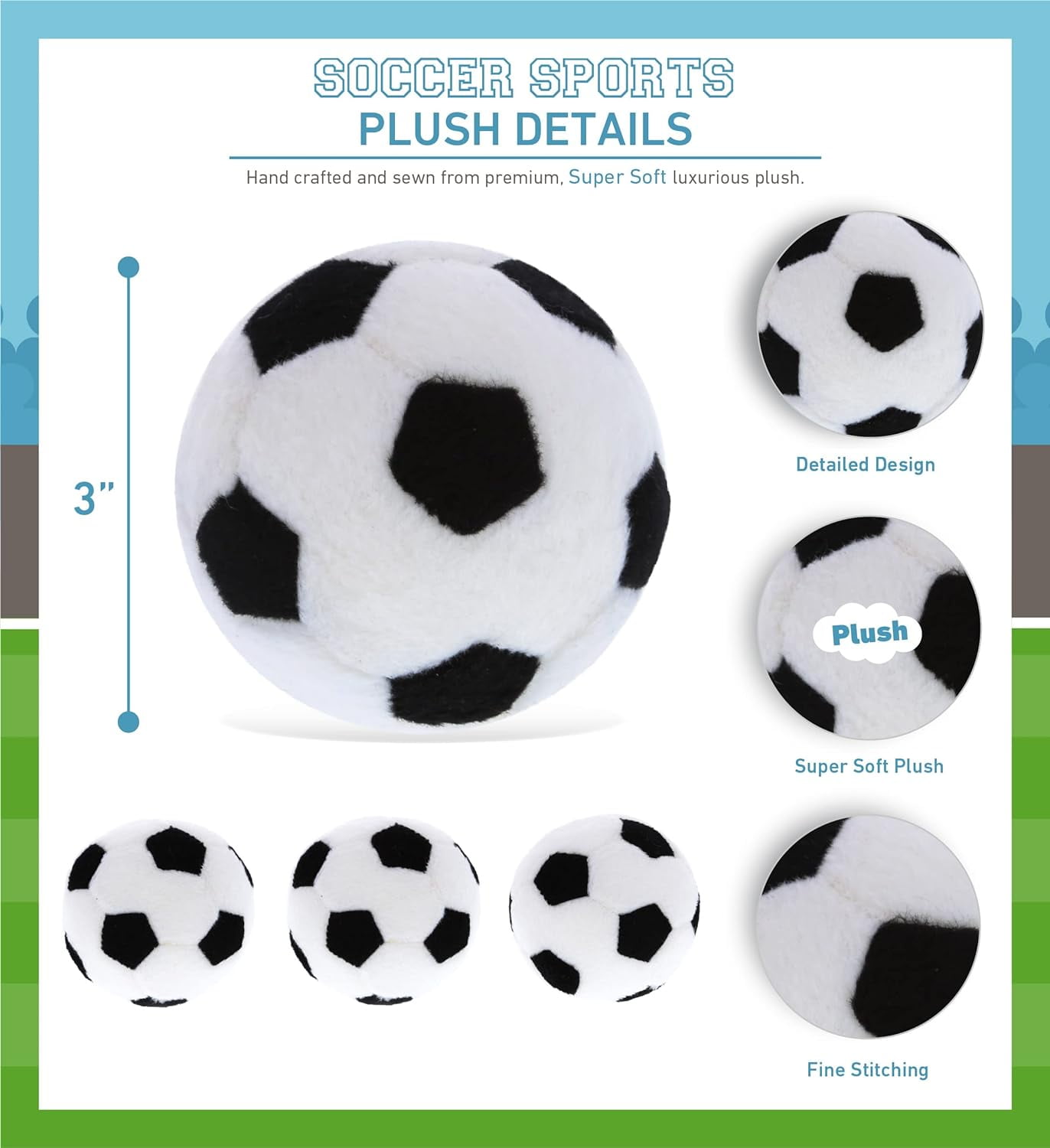 Sport Plush Ball - Small Stuffed Soccer Toy for Kids Cute Squishy Soft ...