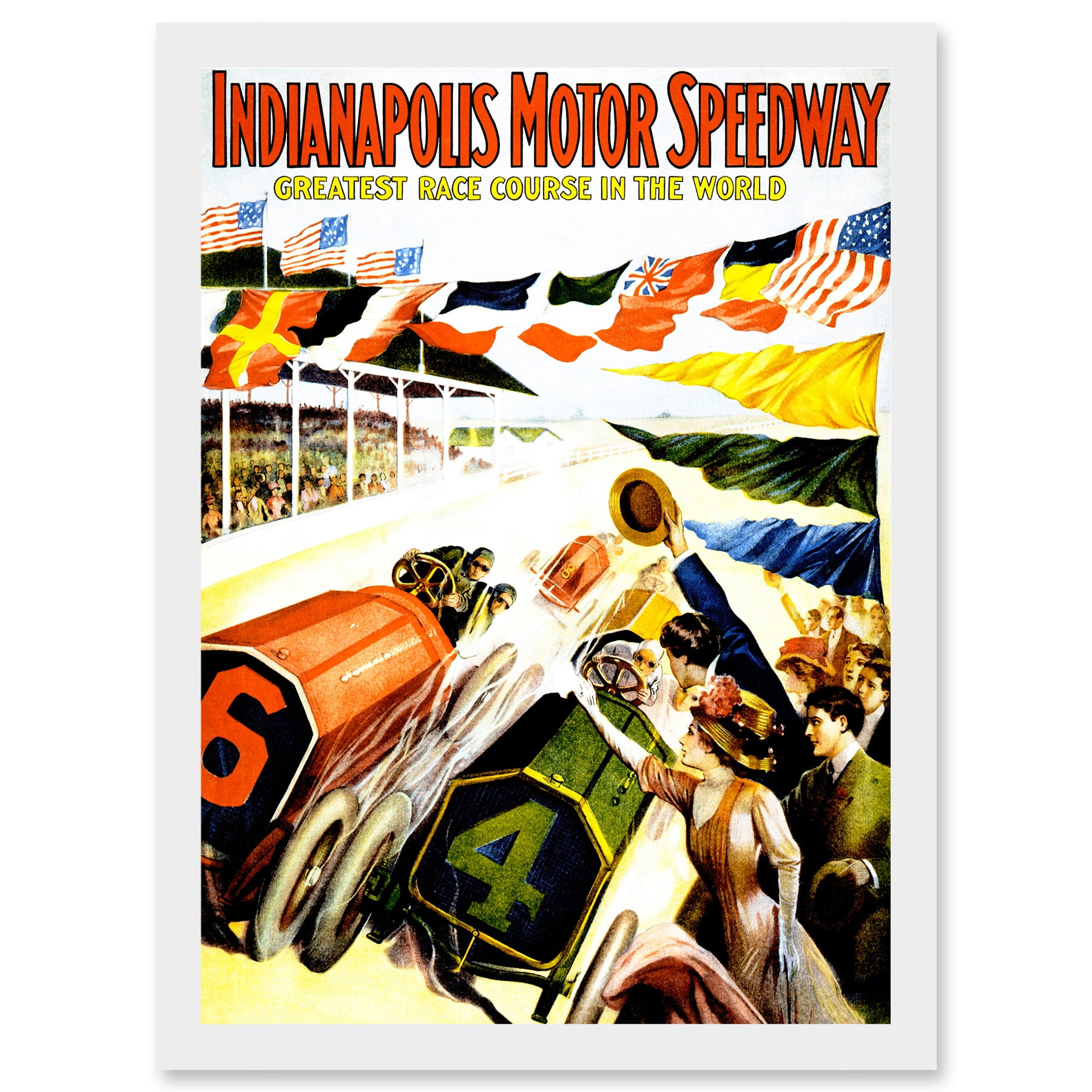 Sport Race Indianapolis Motor Speedway Car Flag Indy 500 A4 Artwork ...