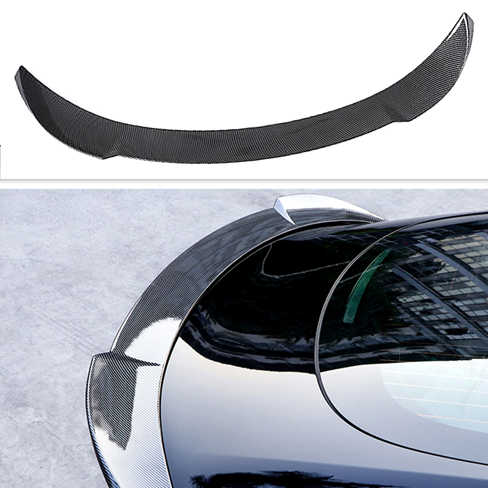 Sport Rear Wing Spoiler Kits (Glossy Carbon Fiber) For 2017-2023 Tesla ...