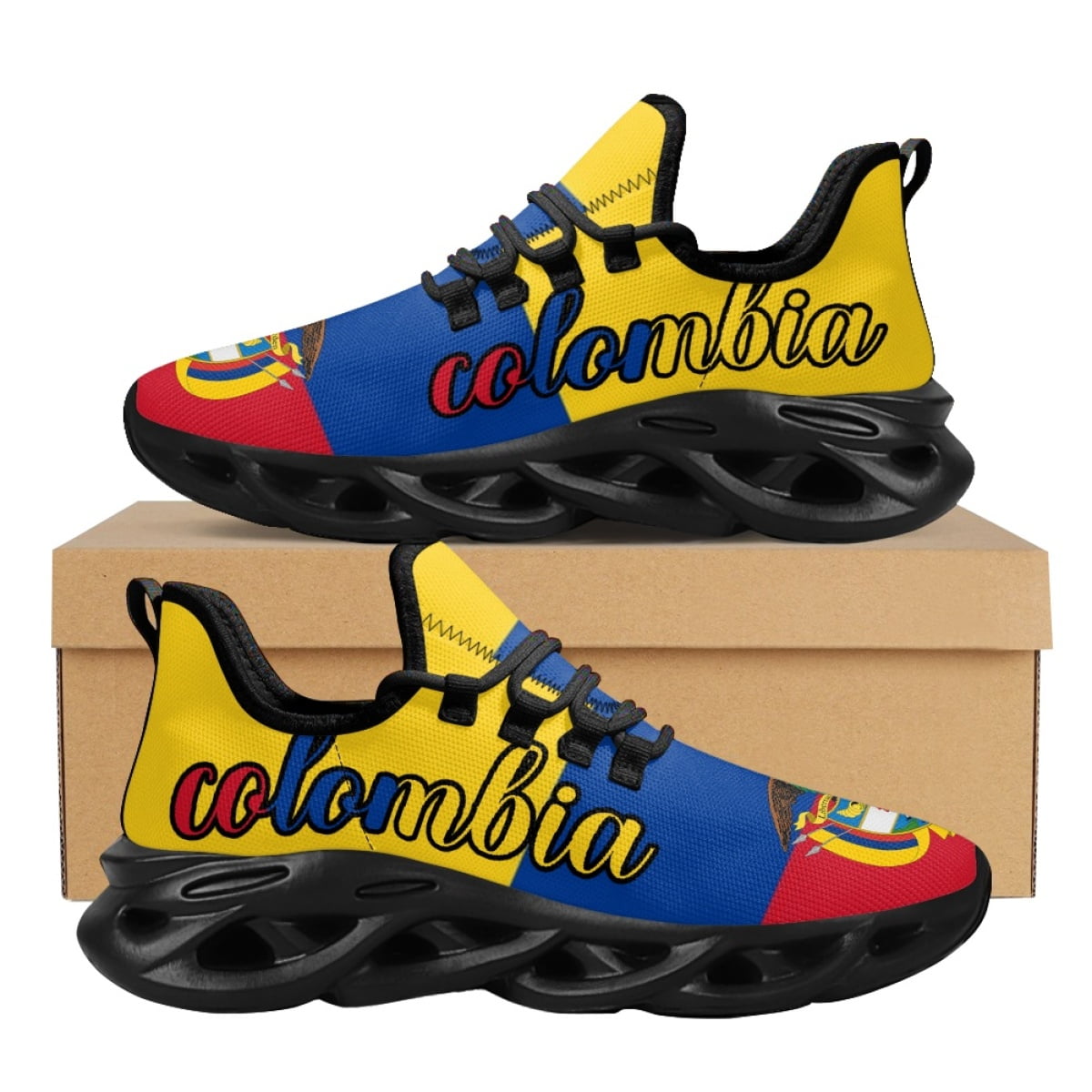 Sport Running Shoes Colombia Flag Lace-up Walking Sneakers Shock ...