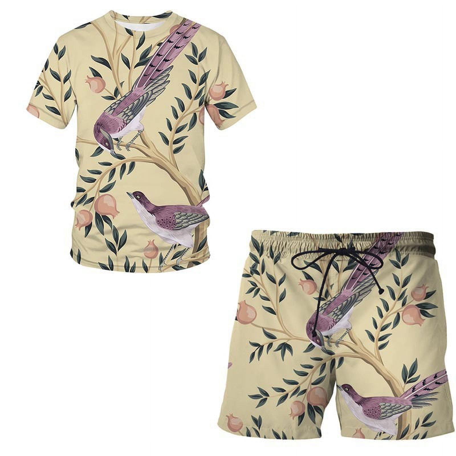 Sport Set for Mens,Men's Short Sleeve T Shirts and Shorts Set Flower ...