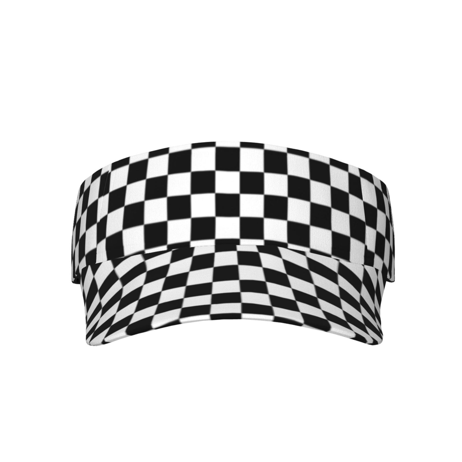 Sport Sun Visor Hats Black White Checkered Pattren Adjustable Empty Top ...