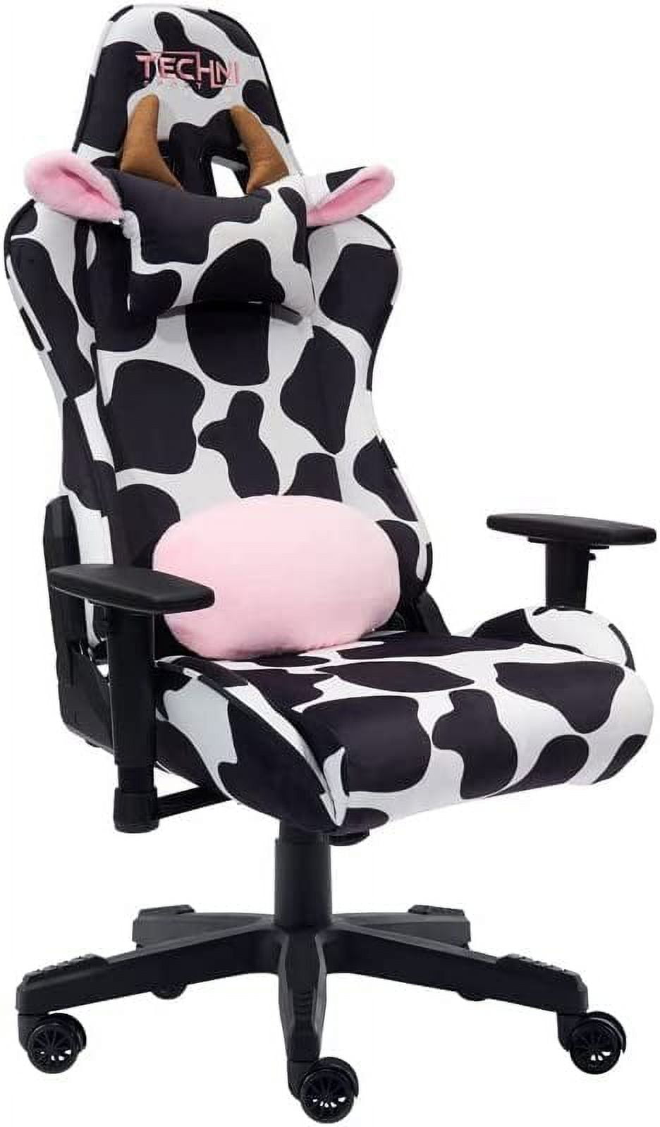 Sport TS85 Cow Print Fabric LUXX Series Gaming Chair Black/White ...