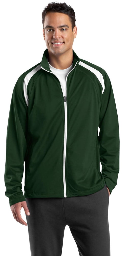 Sport-Tek JST90 Mens Tricot Track Jacket - Forest Green/White - 3X ...