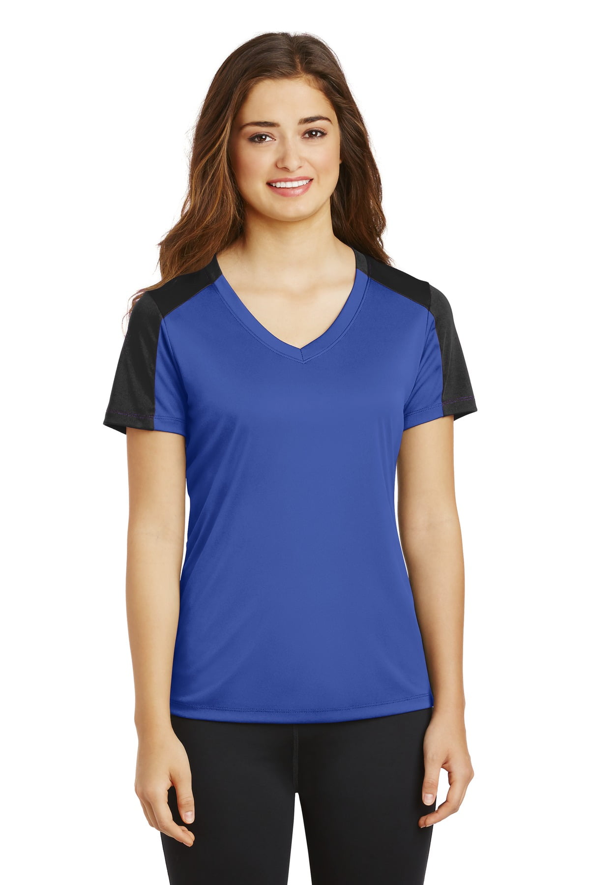 Sport-Tek LST354 Ladies PosiCharge Competitor Sleeve-Blocked V-Neck Tee ...