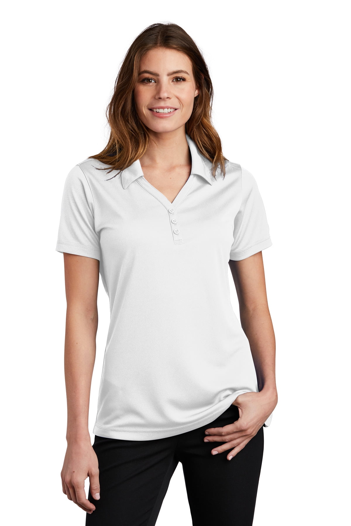Sport-Tek LST680 Ladies PosiCharge Micro-Mesh Polo Shirt , White, XL ...