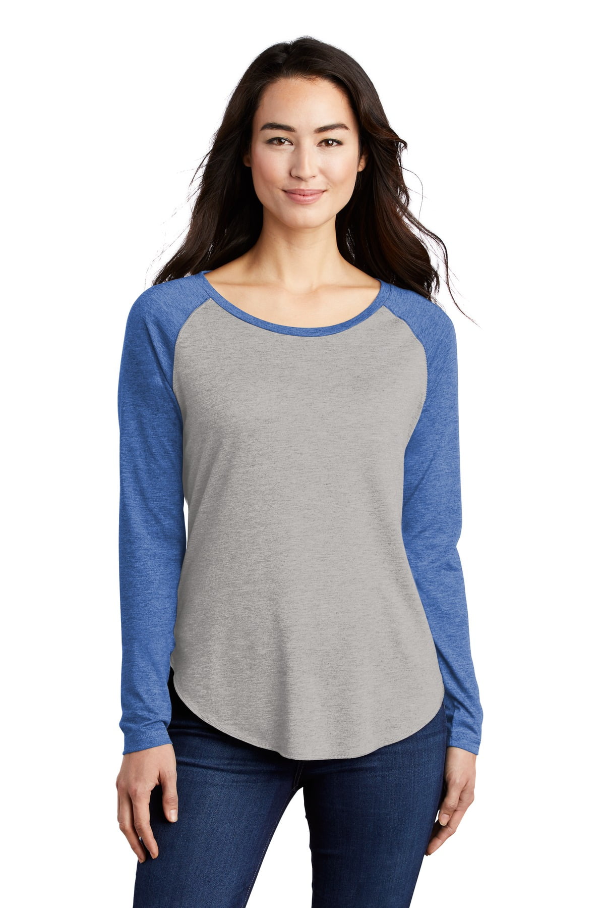 Sport-Tek Ladies PosiCharge Long Sleeve Tri-Blend Wicking Scoop Neck ...