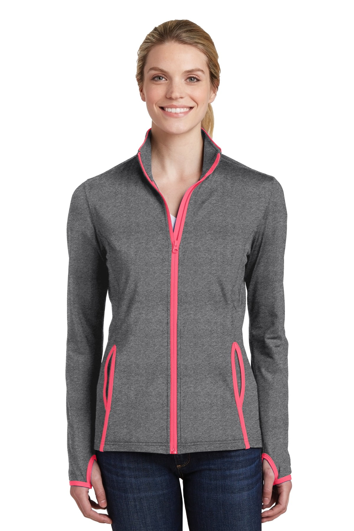 Sport-Tek Lst853 Ladies Sport-Wick Stretch Contrast Full-Zip Jacket ...