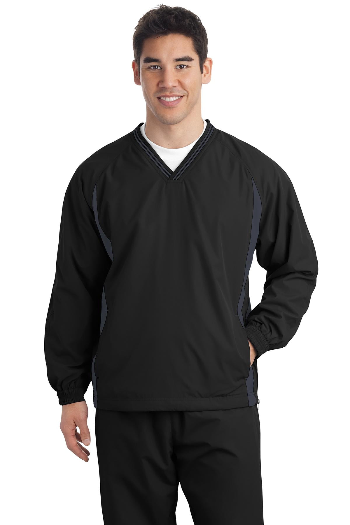 Sport-Tek Men's Tipped V-Neck Raglan Wind Shirt - Walmart.com