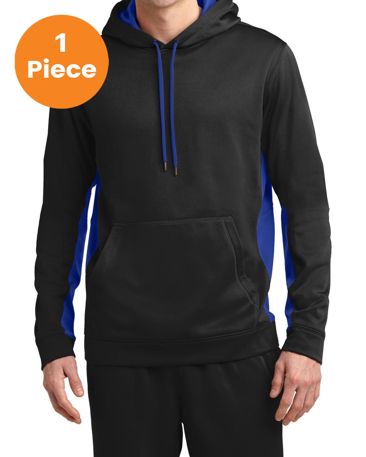 Sport-Tek ST235 Sport-Wick Fleece Colorblock Hooded Pullovers, Black ...