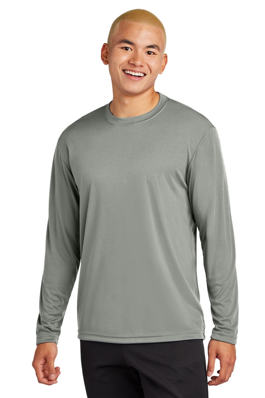 Sport-Tek ST350LS Long Sleeve PosiCharge Competitor Tee-Grey Concrete-L ...