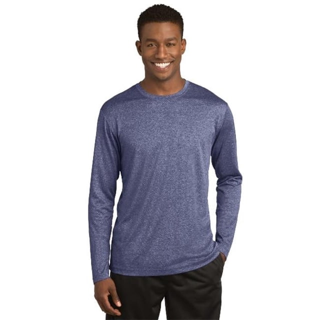 Sport-Tek ST360LS Long Sleeve Heather Contender Tee, True Navy Heather ...