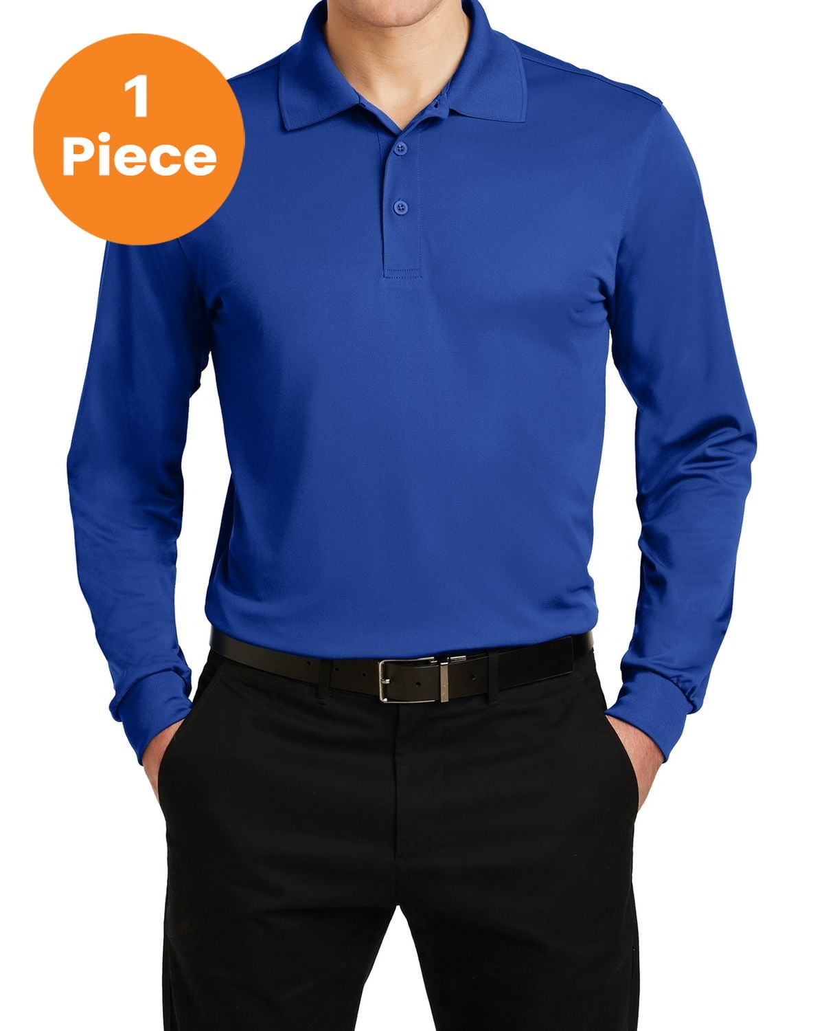 Sport-Tek ST657 Long Sleeve Micropique Sport-Wick Polo, True Royal, XL ...