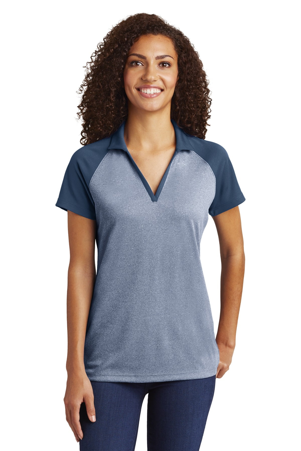 Sport-Tek Women's PosiCharge Racer Mesh Raglan Heather Block Polo ...