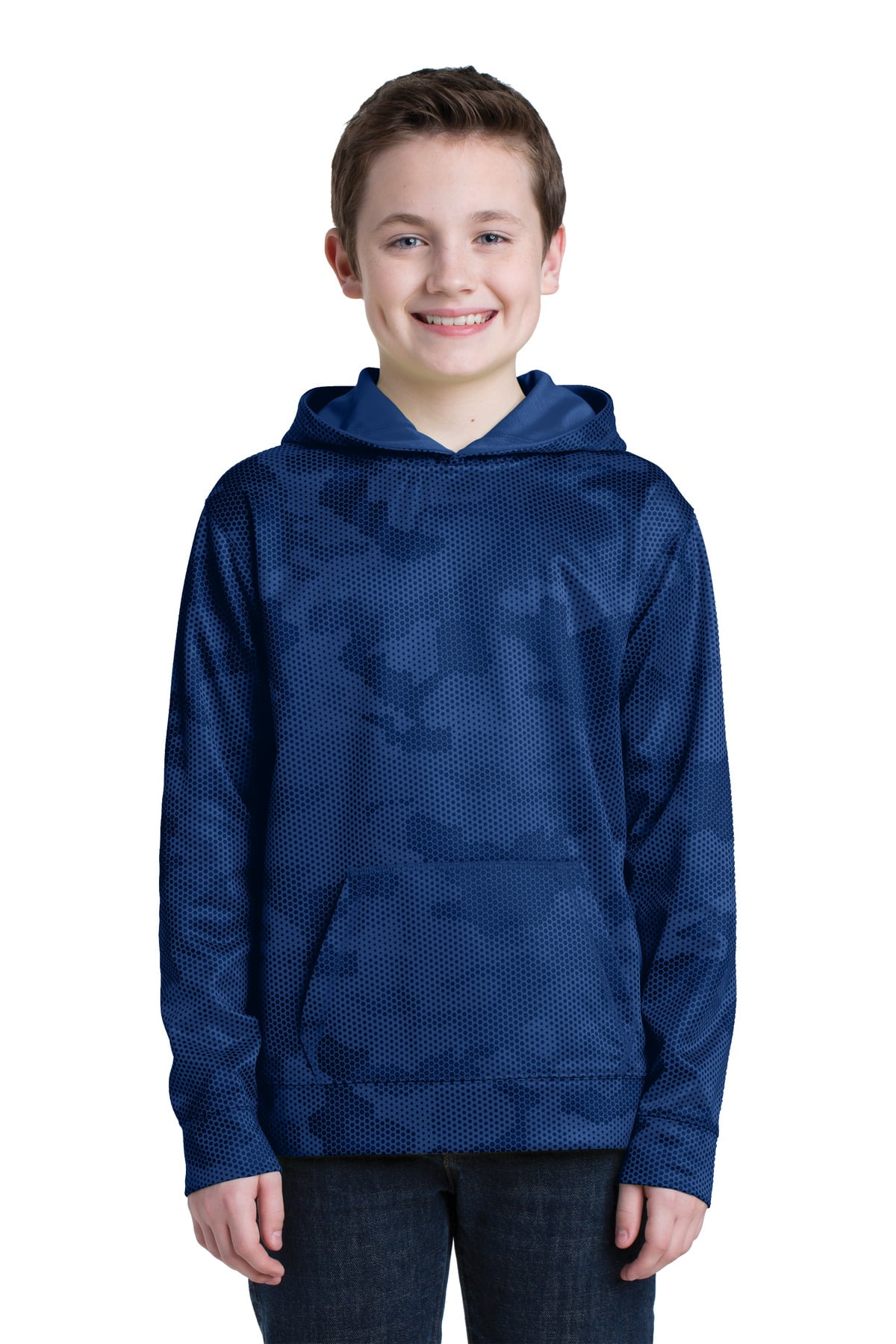 Sport-Tek YST240 Youth Sport-Wick CamoHex Fleece Hooded Pullover, Boys ...