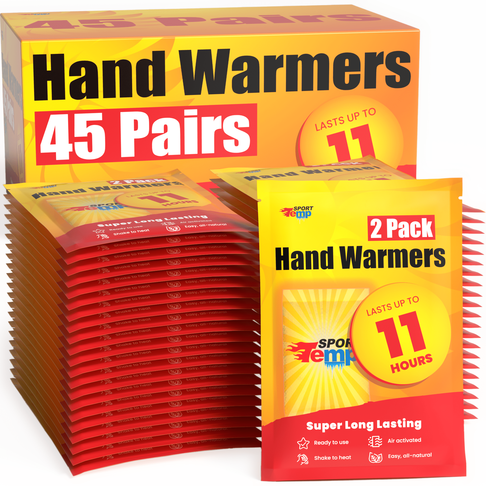 Sport Temp Hand Warmers, 45 Pairs (90 Count), Air Activated, Up to 11 ...