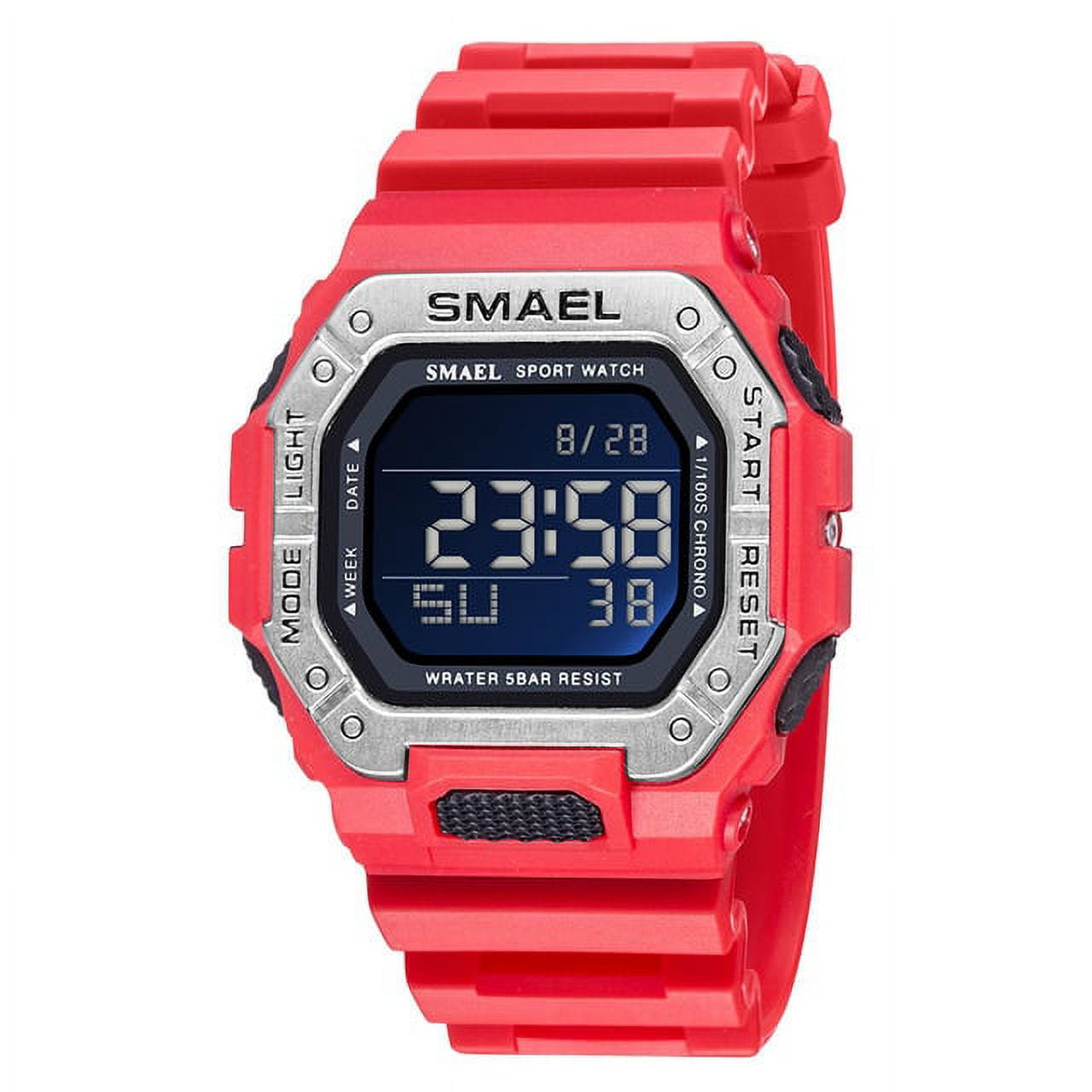 Sport Watches Digital Smael Brand Led Clock Waterproof Auto Date Military Army Green Square ...