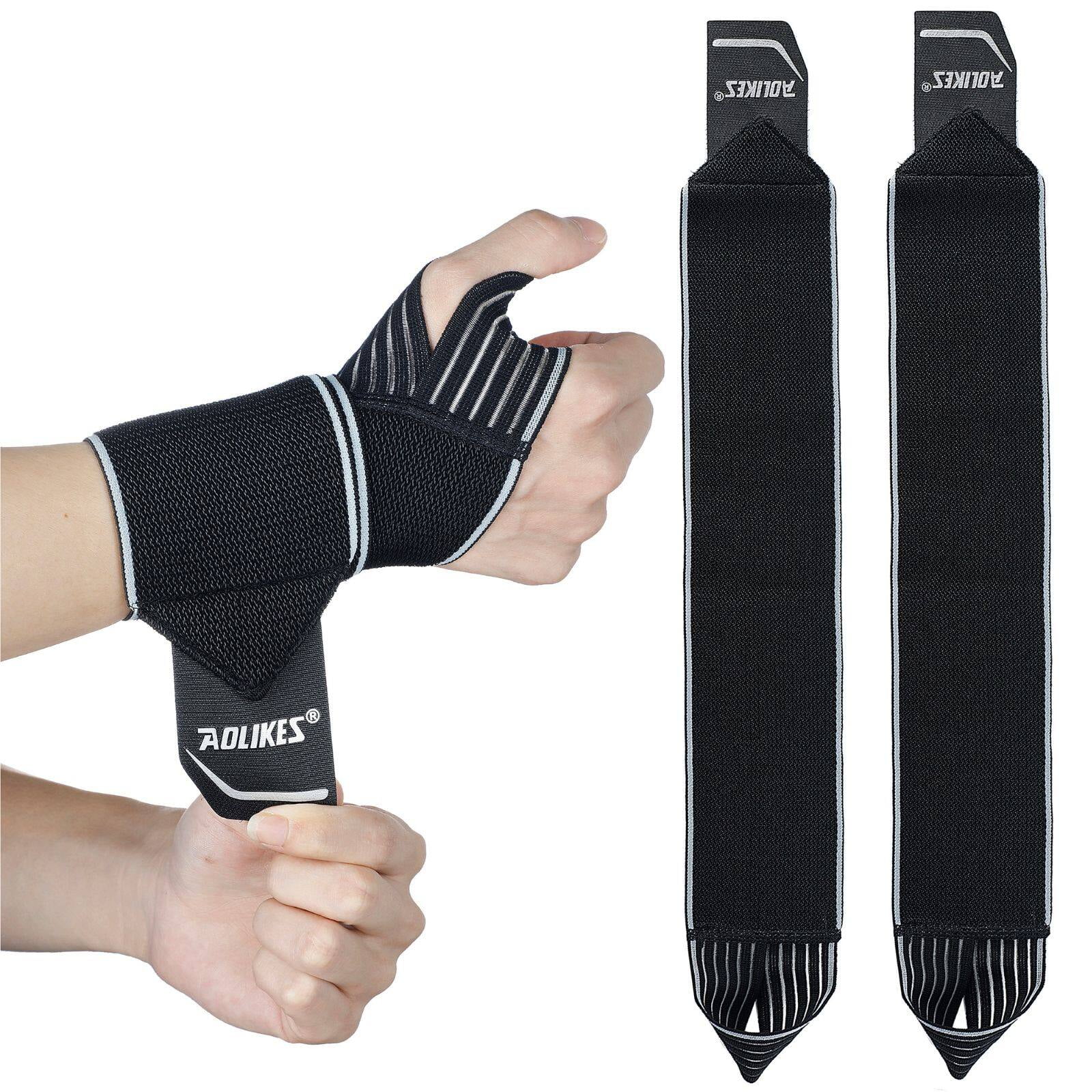 Sport Wrist Brace Elastic - 1 Pair Adjustable Wrist Wraps Fitness Wrist ...