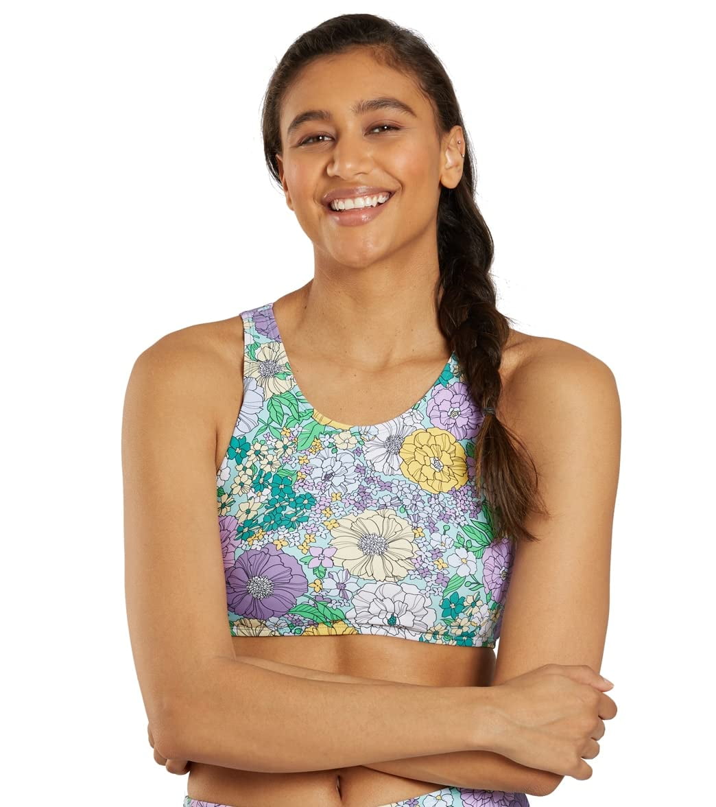 Sporti Active Bondi Floral High Neck Crop Bikini Top - Walmart.com