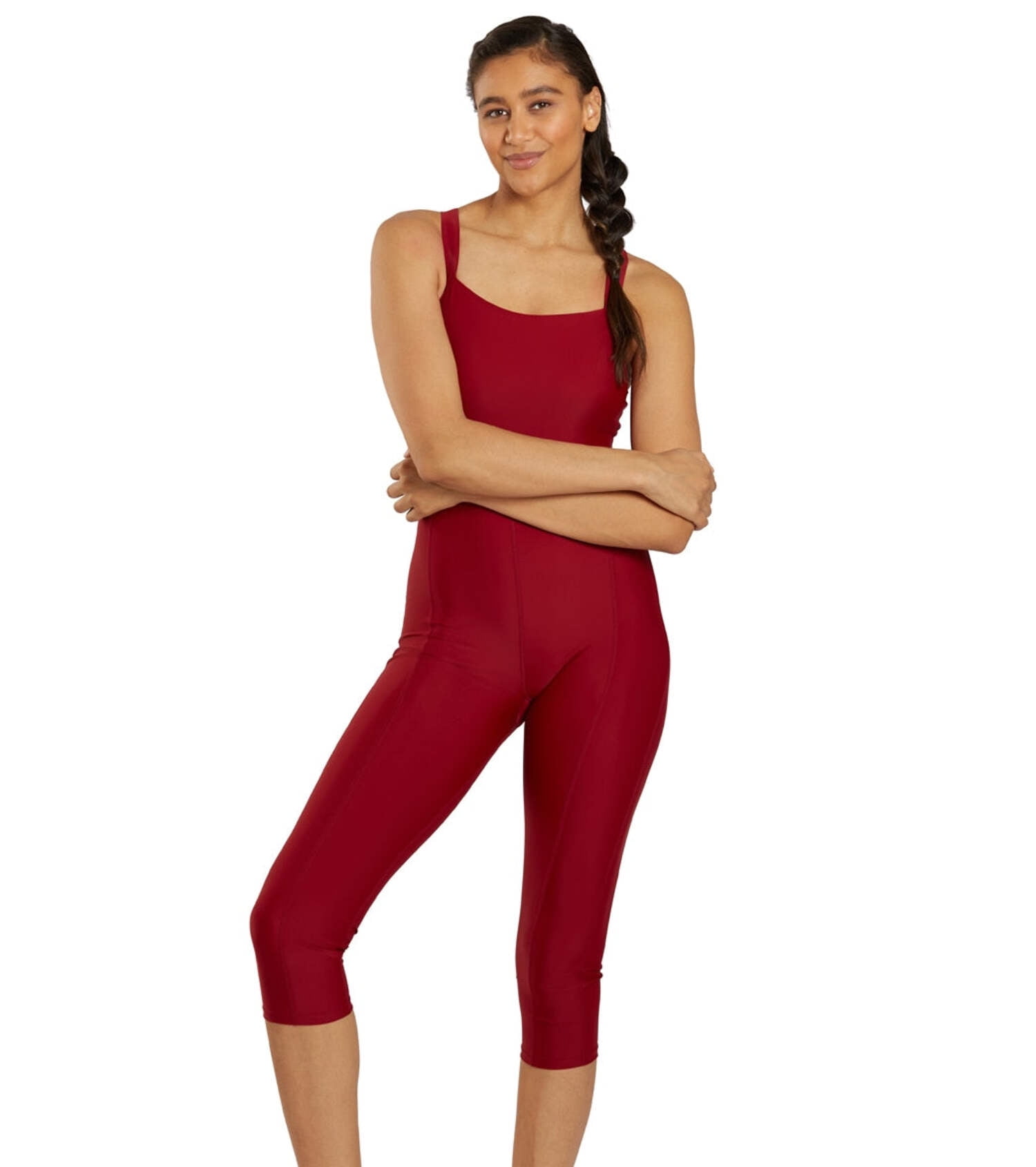 Sporti Active Solid One Piece Cropped Swim Unitard - Walmart.com