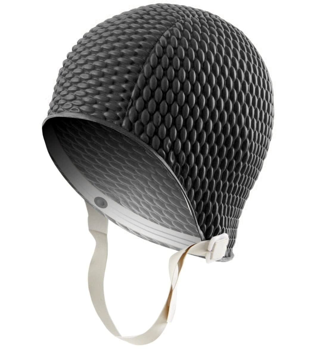 Sporti Heavy-Duty Textured Rubber Swim Cap with Adjustable Chin Strap ...