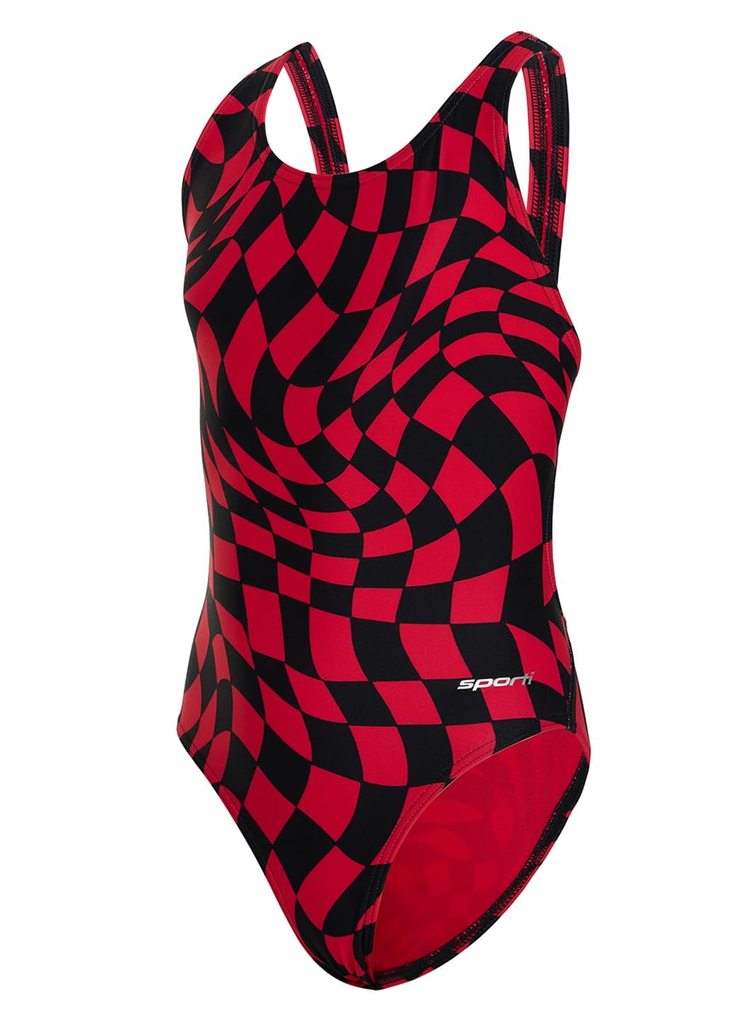 Sporti Checkmate Wide Strap One Piece Swimsuit, High Cut, Unpadded ...