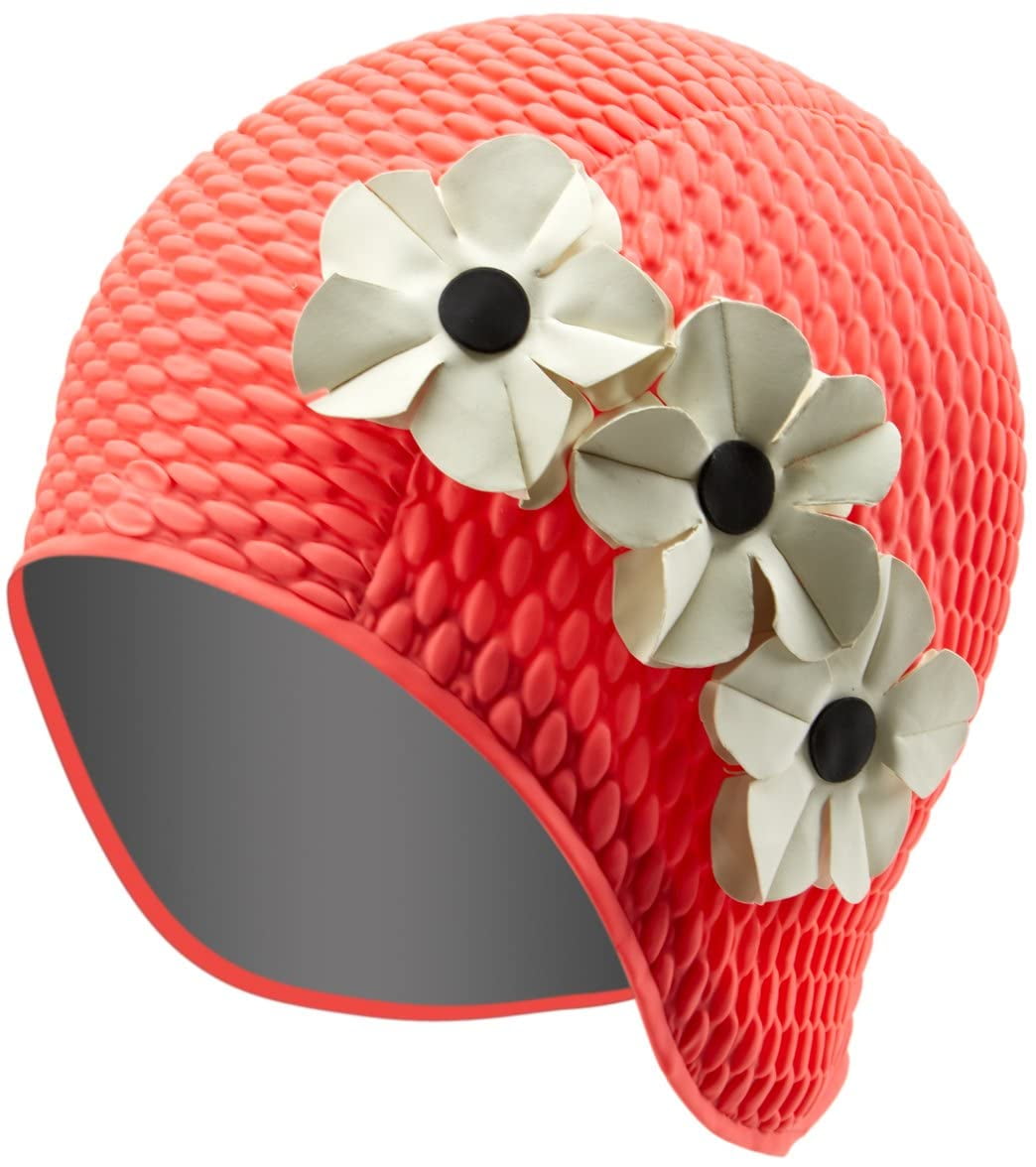 Sporti Floral Three-Panel Rubber Swim Cap, Comfortable Fit, Logo-Free ...
