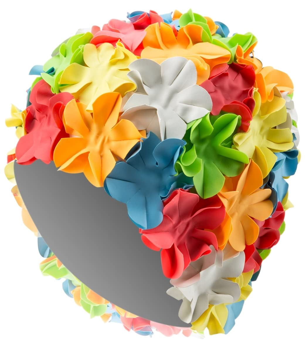 Sporti Flower Adult Swim Cap, Durable Rubber, Comfortable Edge, Three ...