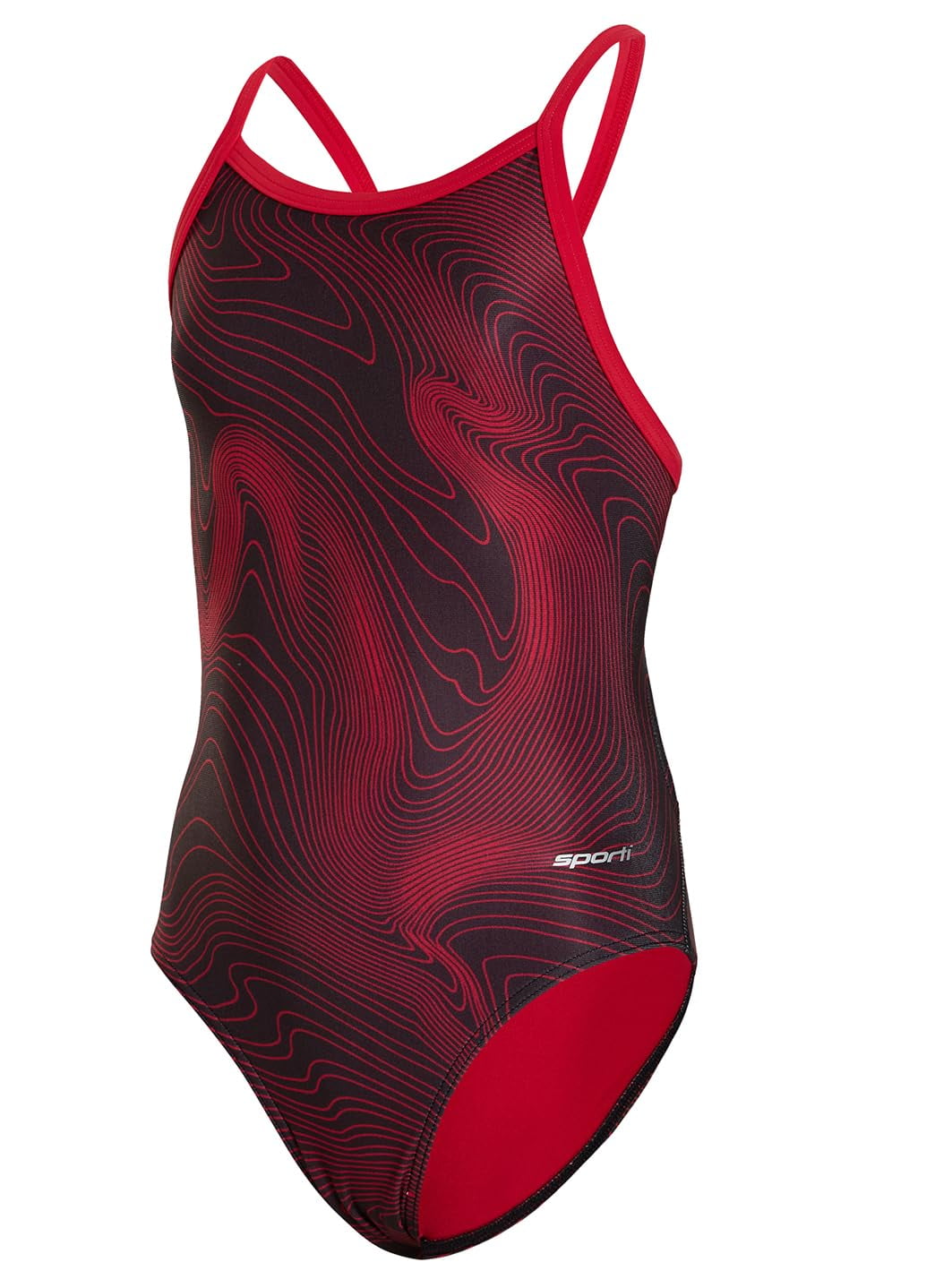 Sporti HydroLast Sonar Waves Thin Strap One Piece Swimsuit, High Cut ...