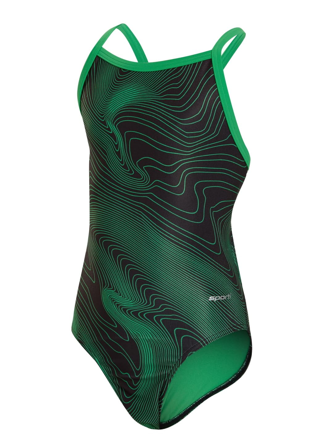 Sporti HydroLast Sonar Waves Thin Strap One Piece Swimsuit, High Cut ...