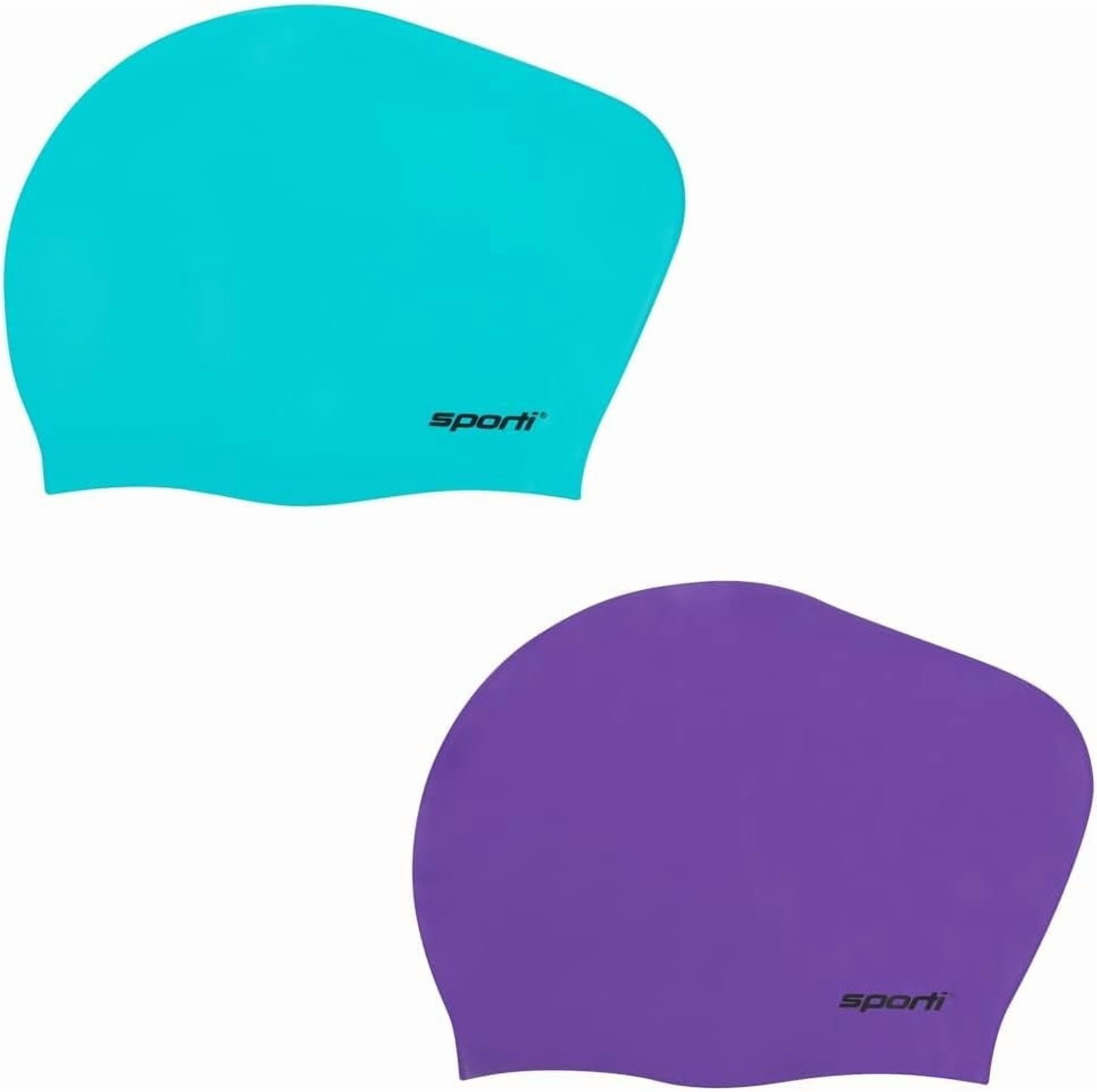 Sporti Silicone Swim Cap 2-Pack, Anti-Slip for Long Hair, Latex-Free ...