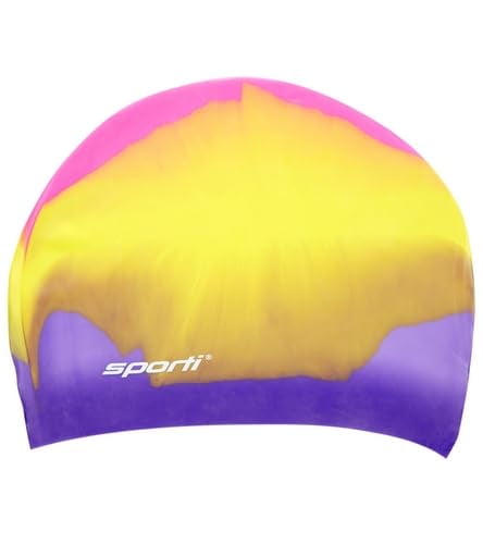 Sporti Silicone Swim Cap for Long Hair, Anti-Slip, Lightweight ...