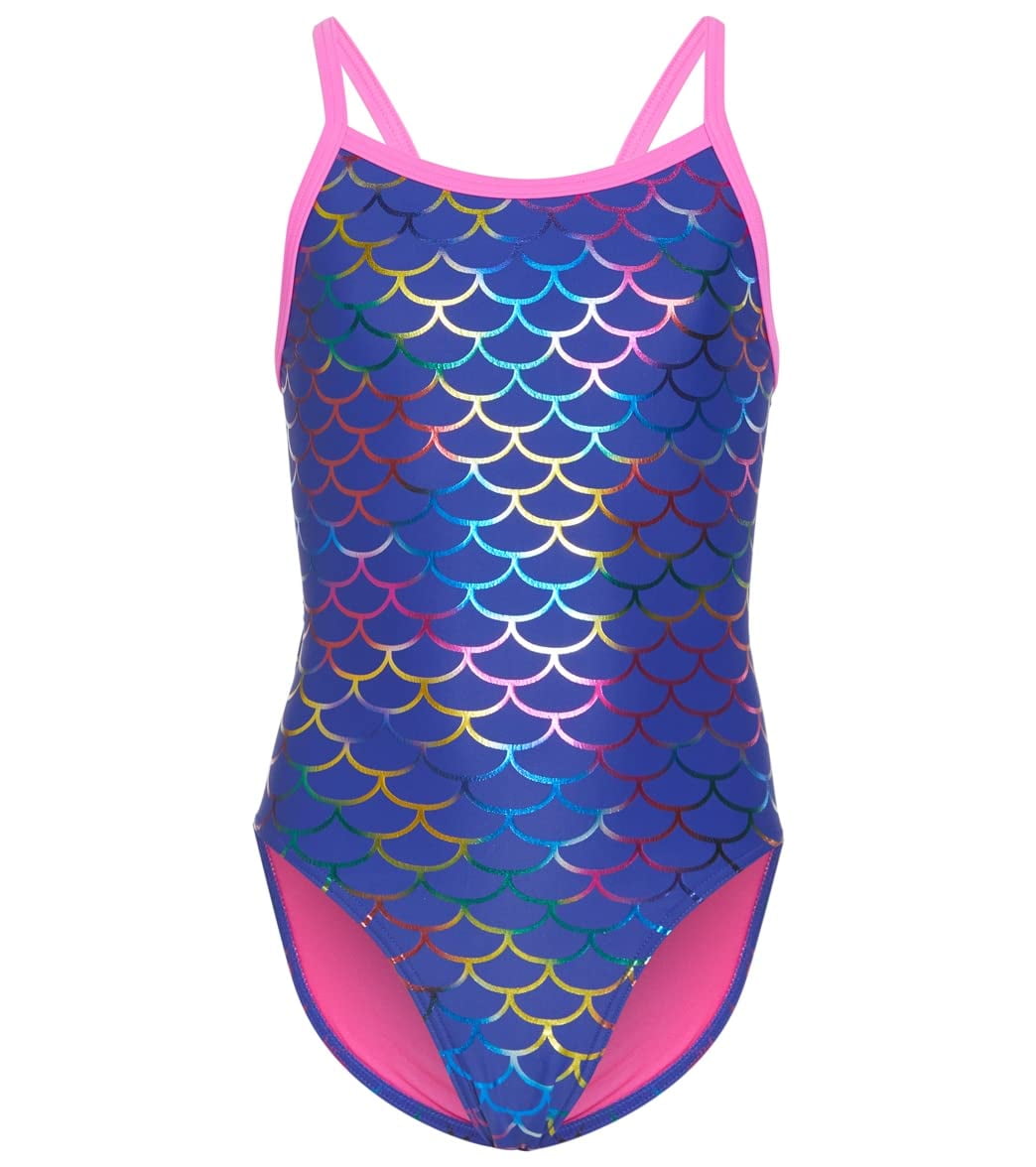 Sporti Mermaid Fancy Foil One-Piece Swimsuit, UPF 50+, Shimmery Print ...