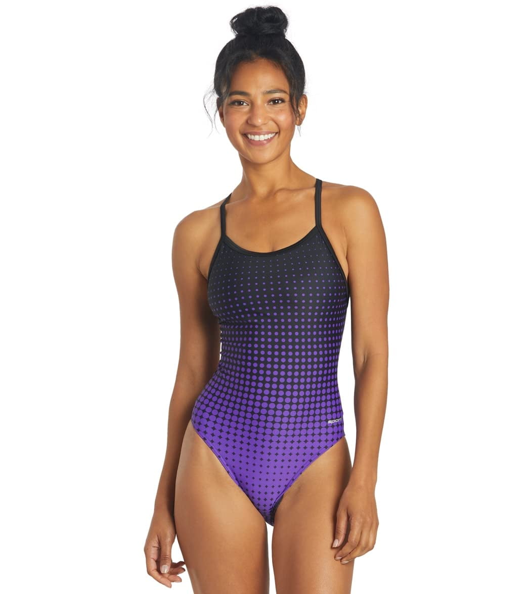 Sporti Molecule Thin Strap One Piece Swimsuit, High Cut, Unpadded ...