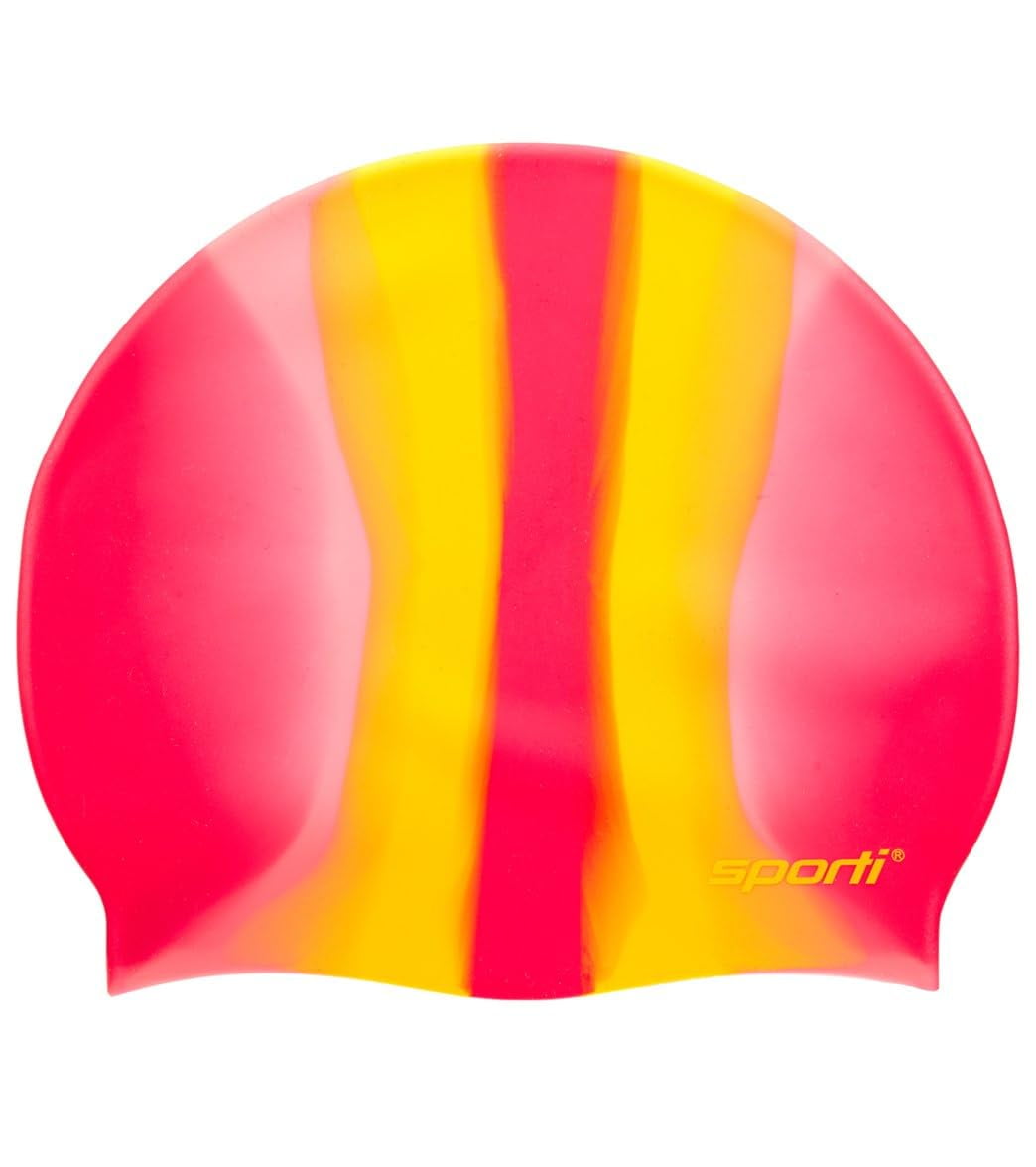 Sporti Silicone Swim Cap, Multi Color, Snug Fit, Anti-Slip, Quick On ...