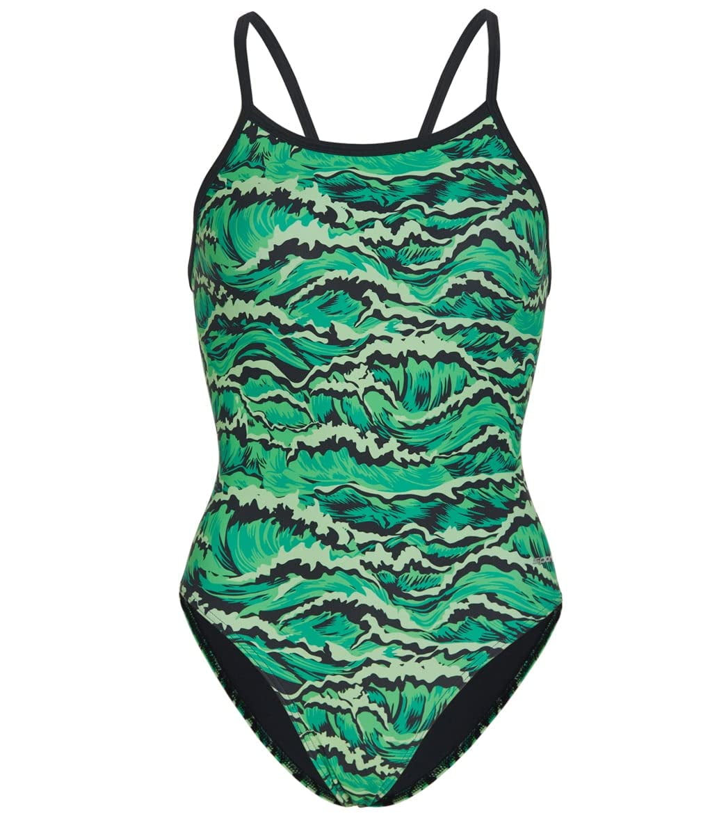 Sporti New Waves Thin Strap One Piece Swimsuit, High Cut, Unpadded ...