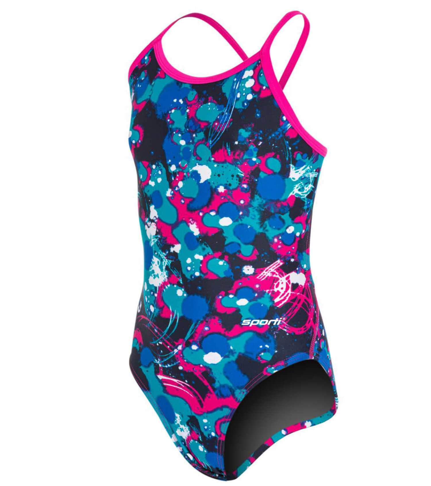 Sporti Paint Splatter Thin Strap One Piece Swimsuit Youth (22-28 ...