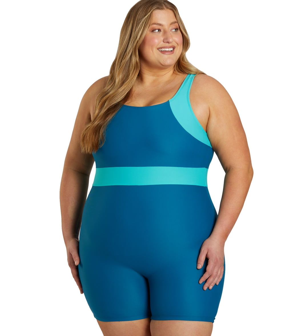 Sporti Plus Size Colorblock Unitard One-Piece Swimsuit, Lycra Lasting ...