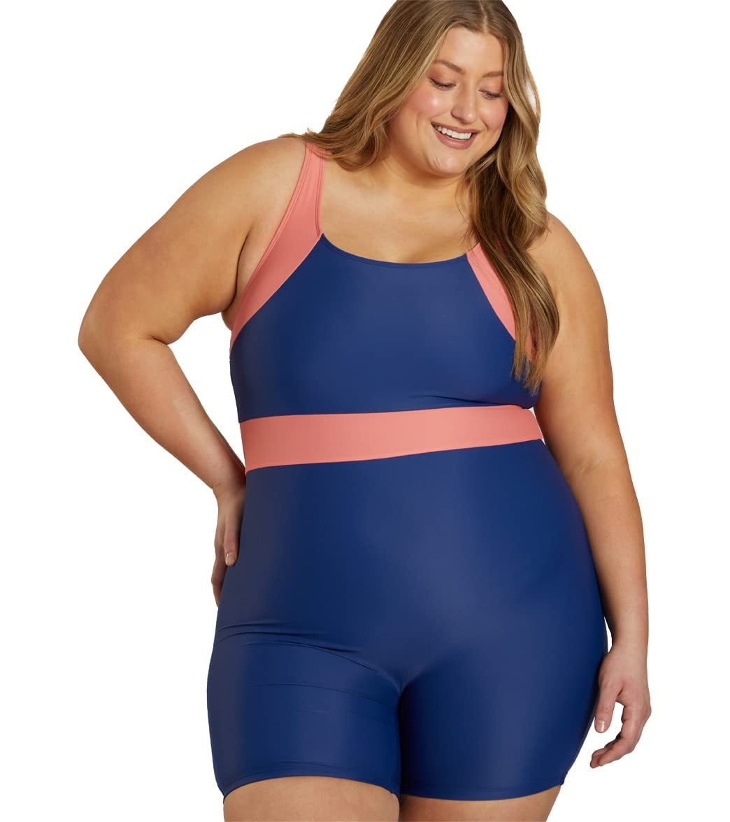 Sporti Plus Size Colorblock Unitard One-Piece Swimsuit, Lycra Lasting ...