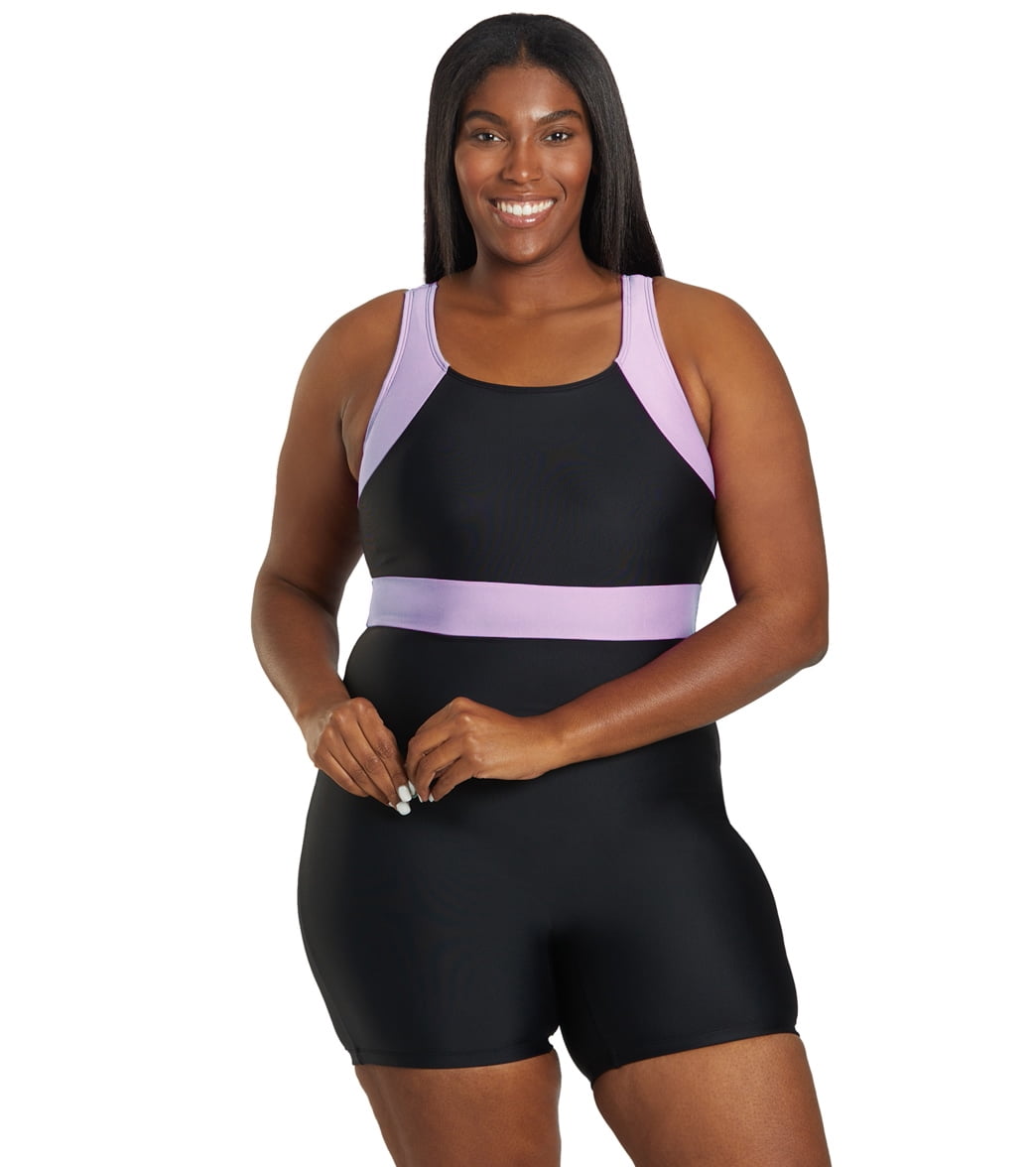 Sporti Plus Size Colorblock Unitard One-Piece Swimsuit, Lycra Lasting ...
